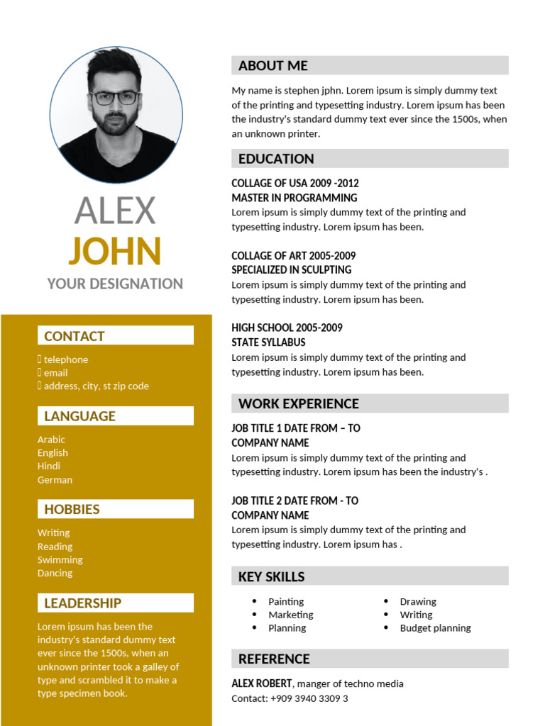 Resume CV Templates Word Doc 41 | PDF | Written Communication | Typography