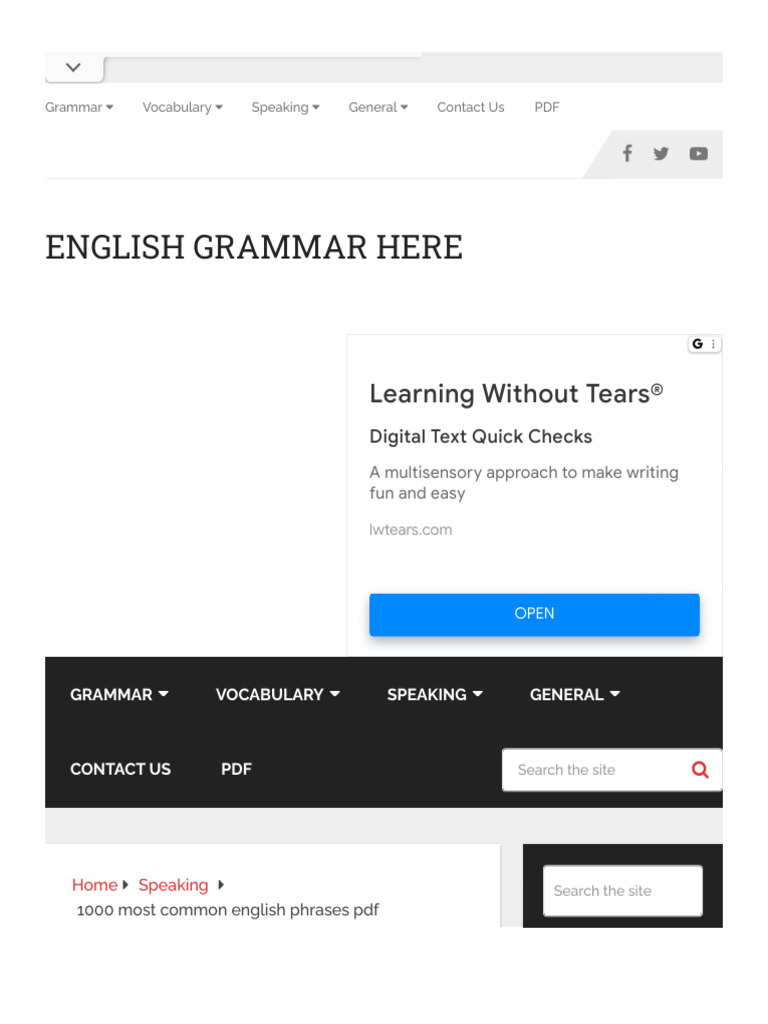 1000 Most Common English Phrases PDF - English Grammar Here | PDF ...