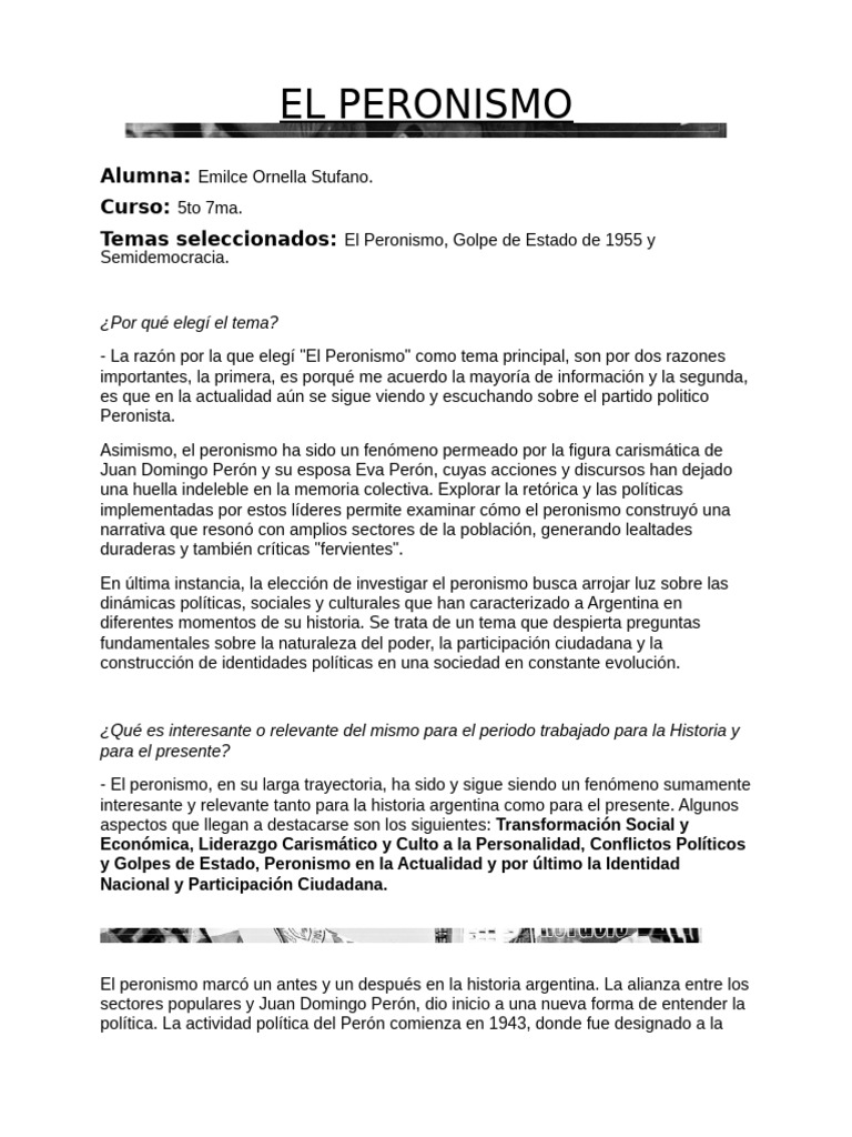El Peronismo | PDF | Argentina | Inflación