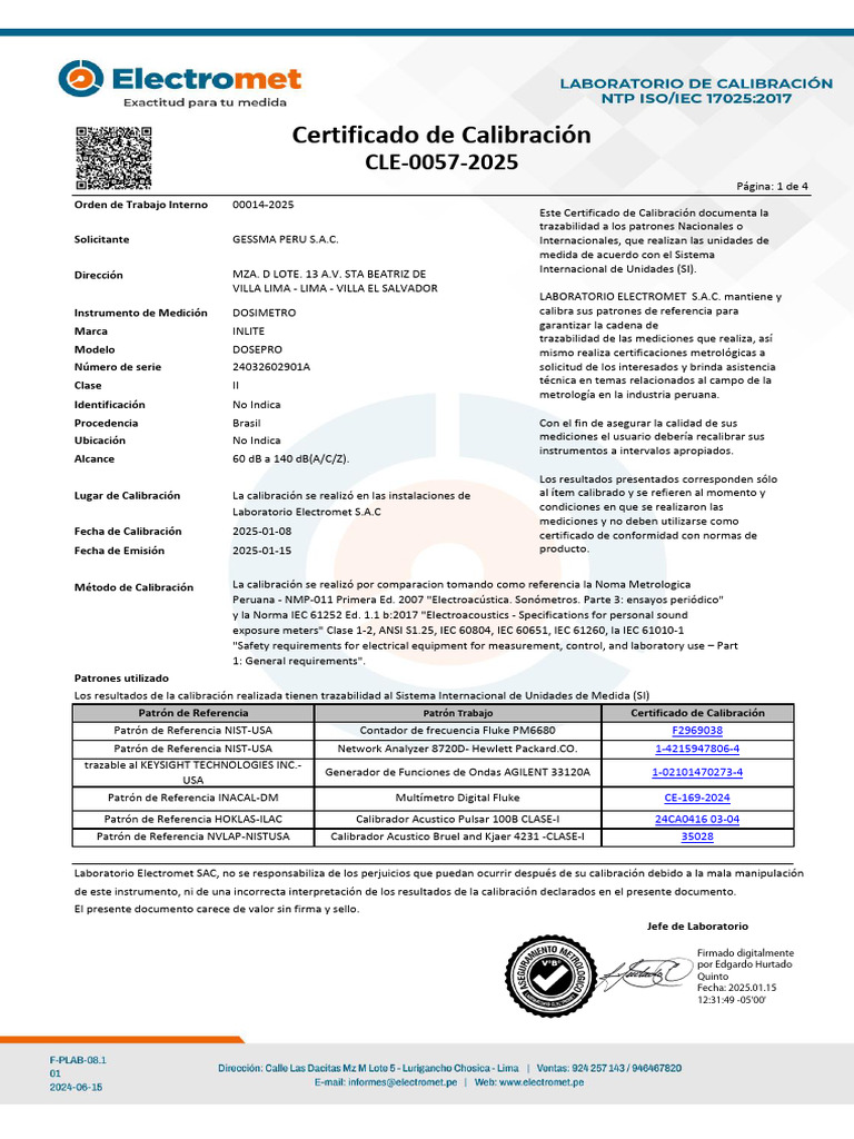 CLE-0057-2025 (OTI-0014-2025) DOSIMETRO INLITE DOSEPRO 24032602901 (1 ...