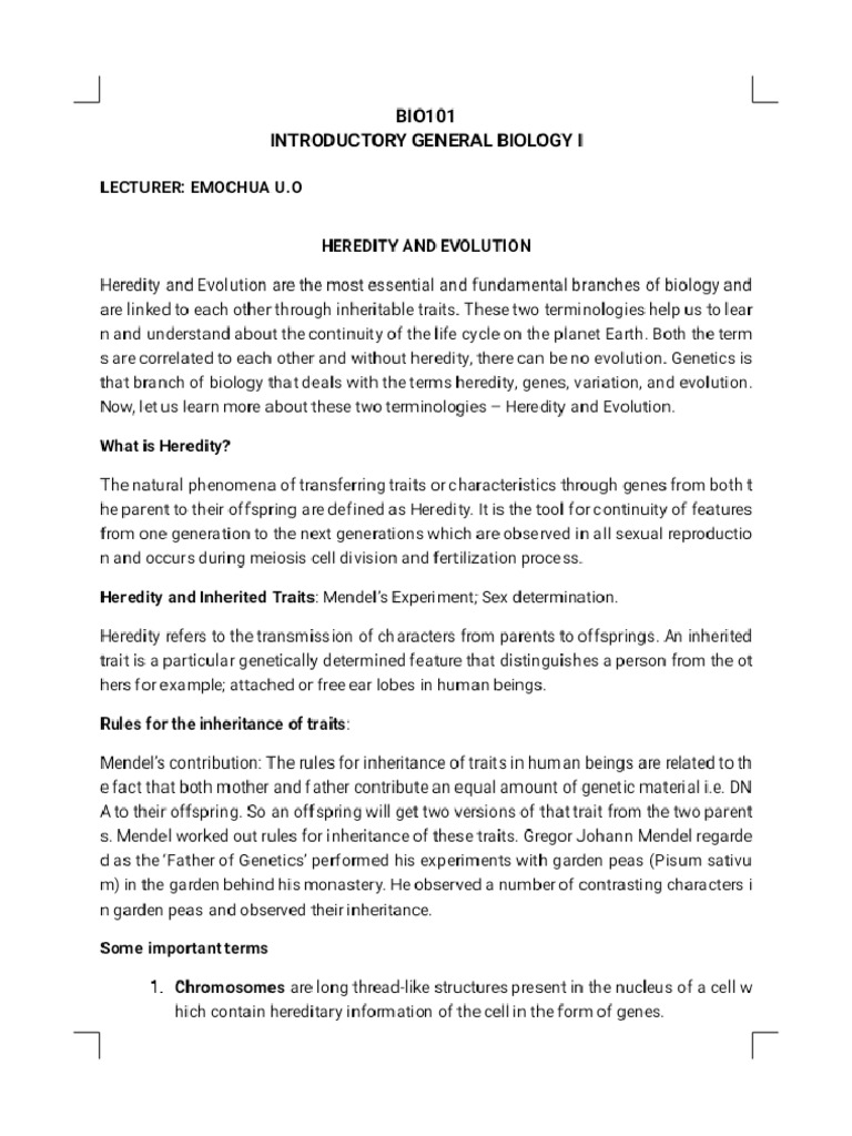 Heredity and Evolution - Phoenix | PDF