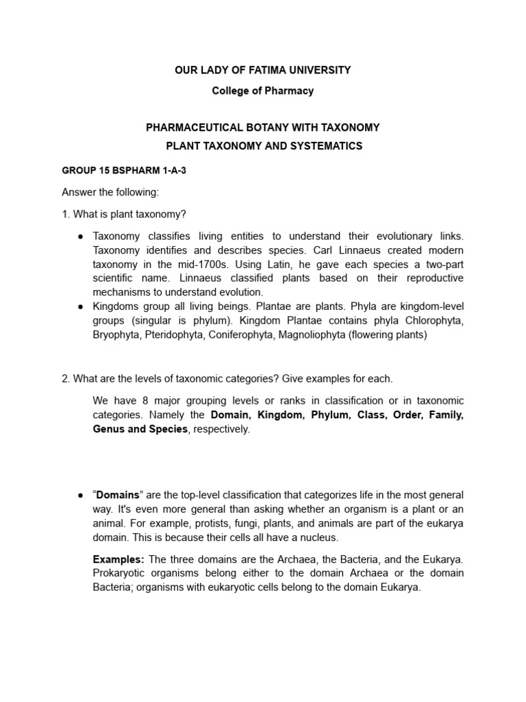 Plant Taxonomy and Systematics | PDF | Taxonomy (Biology) | Protozoa