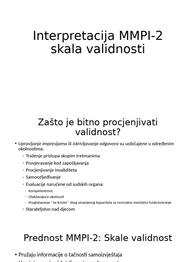 MMPI Skale Validnosti | PDF