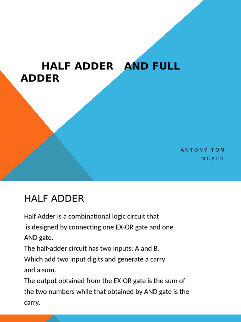 Half and Full Adder | PDF