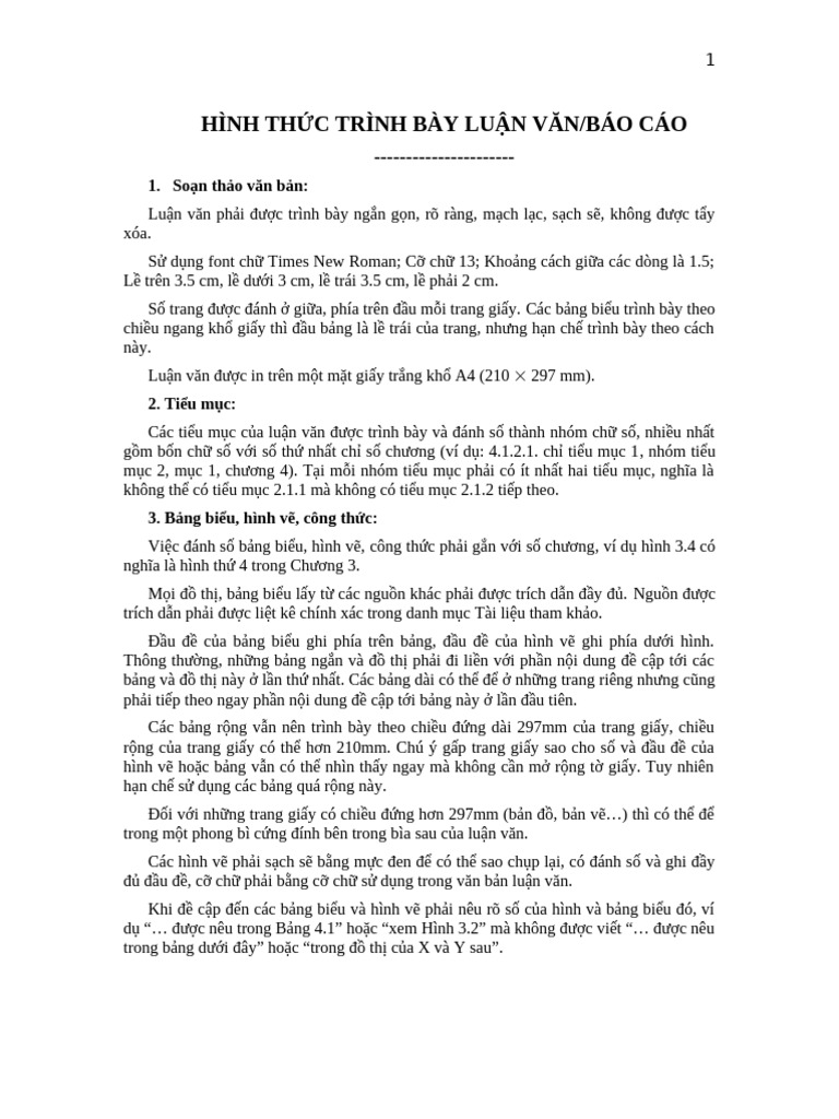 Hinh Thuc Trinh Bay Luan Van | PDF