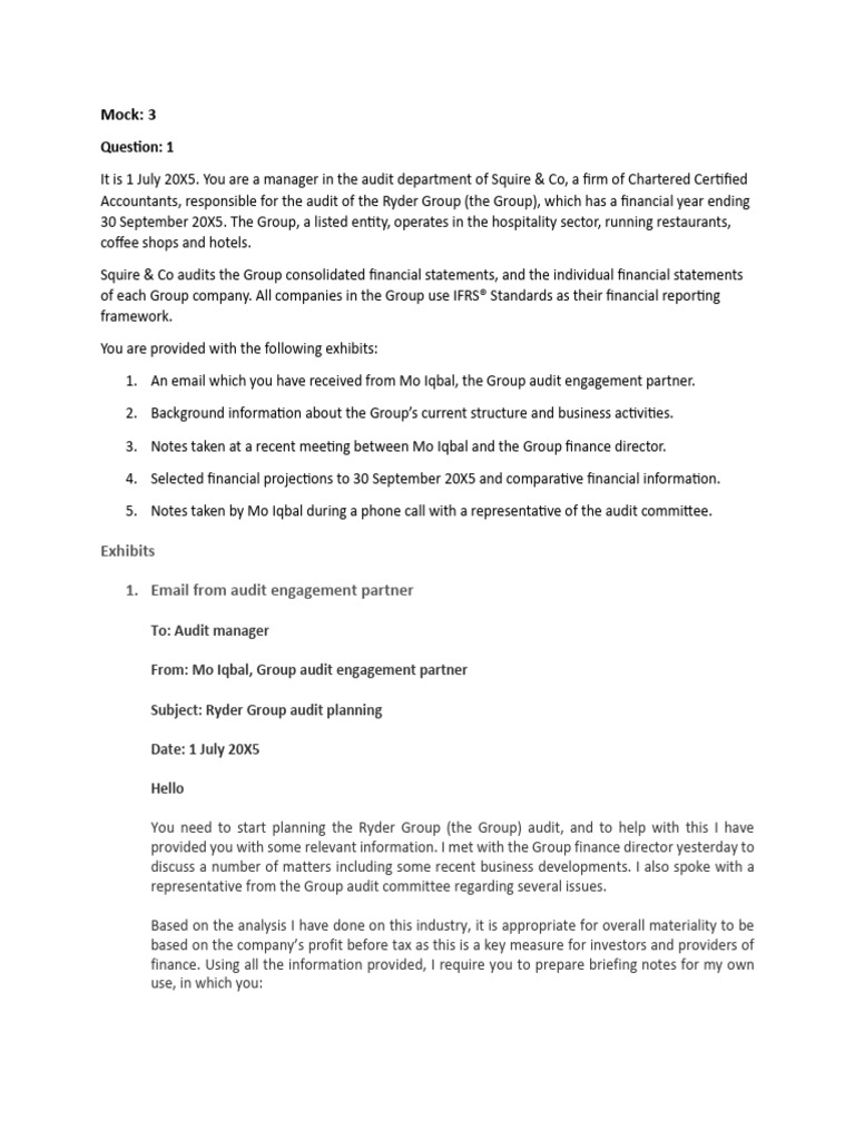 AAA Mock 3 | PDF | Audit | Audit Committee