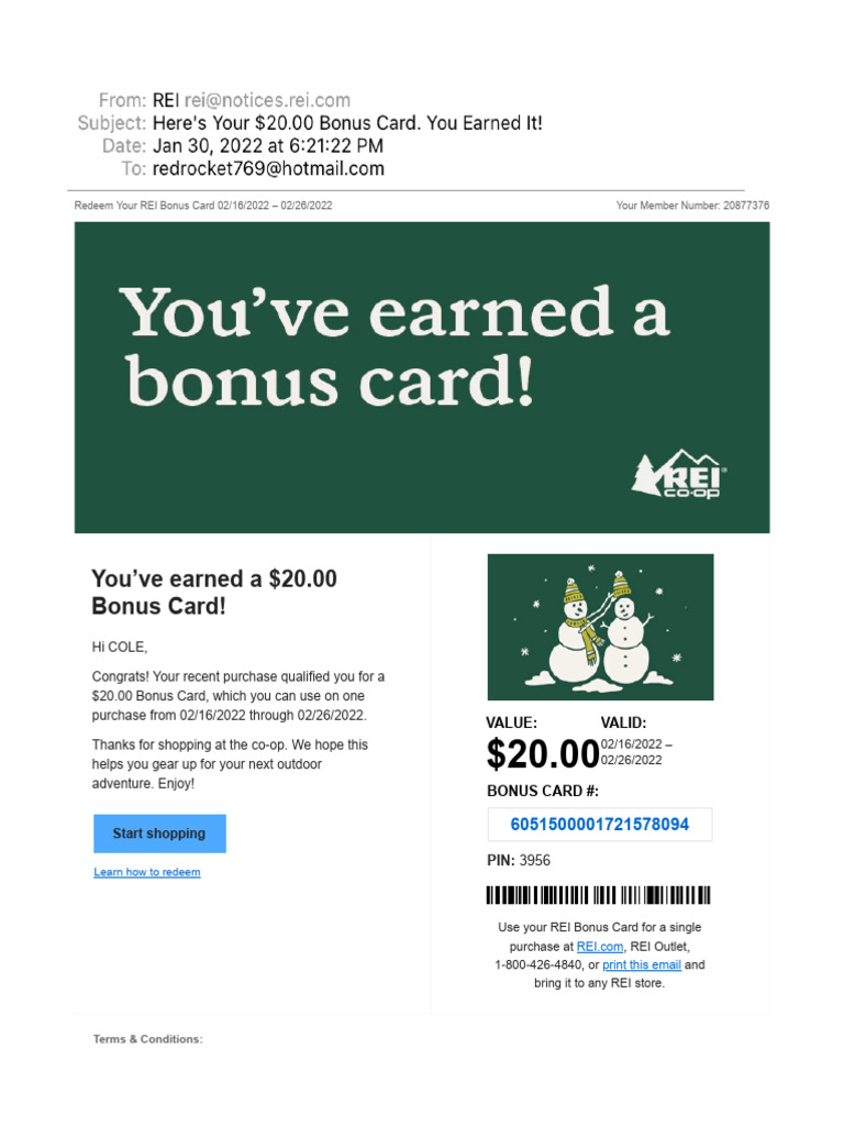 Here's Your $20.00 Bonus Card. You Earned It! | PDF | Credit Card ...
