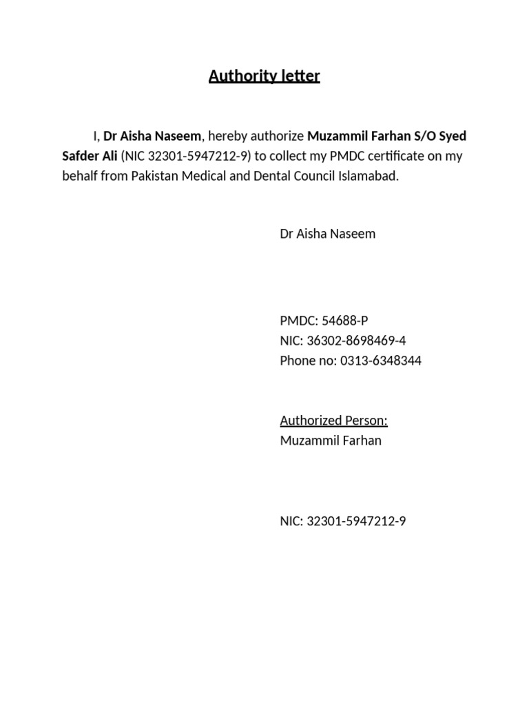 Authority Letter | PDF