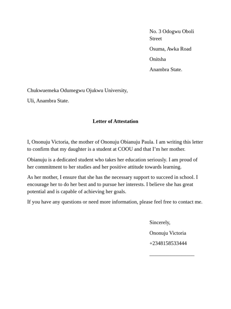 Letter of Attestation | PDF
