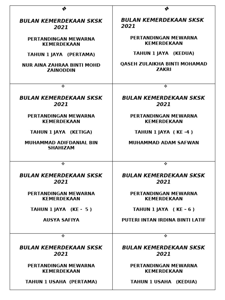 Bulan Kemerdekaan Sksk 2021(Mewarna) | PDF