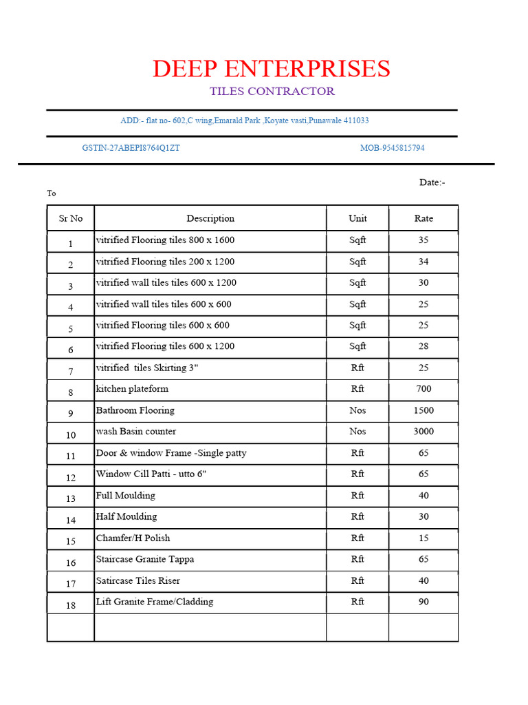 Tile Quotation | PDF