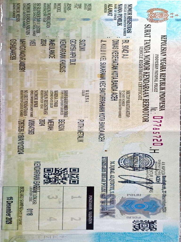 STNK Ambulance GP Mulia | PDF