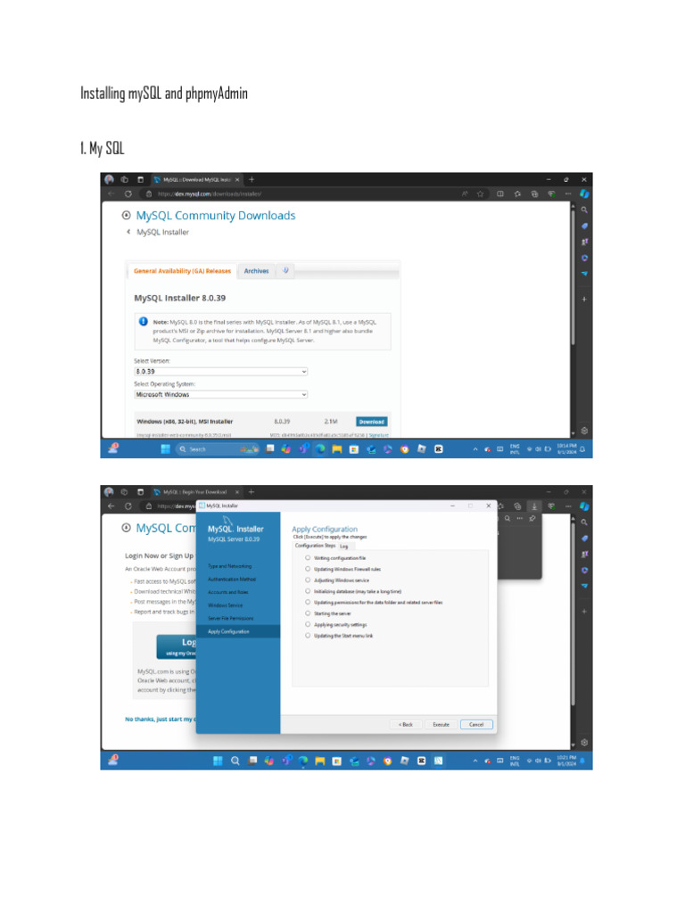 Installing MySQL and PhpmyAdmin | PDF