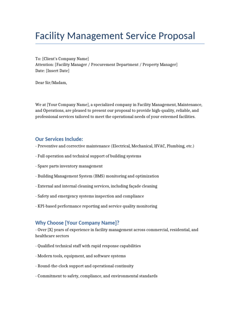 Facility Management Proposal | PDF