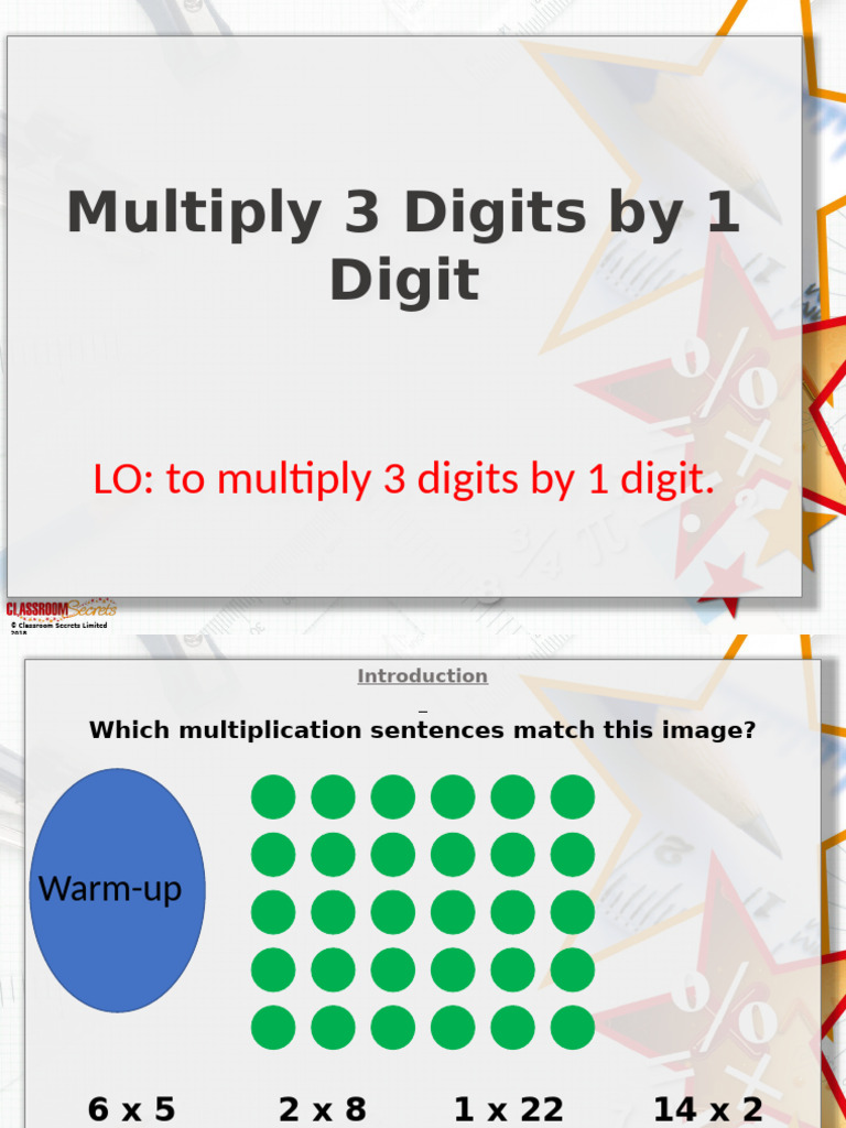 Multiply 3 Digits by 1 Digit Guide | PDF | Multiplication | Mathematics