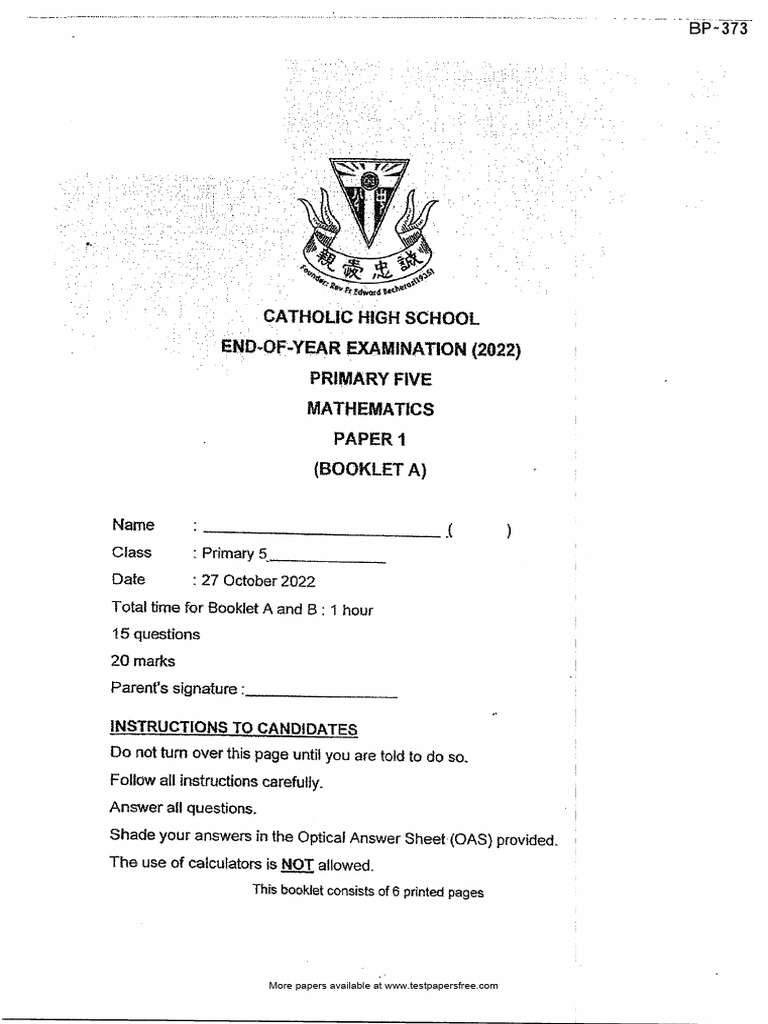 P5 Maths 2022 SA2 Catholic | PDF