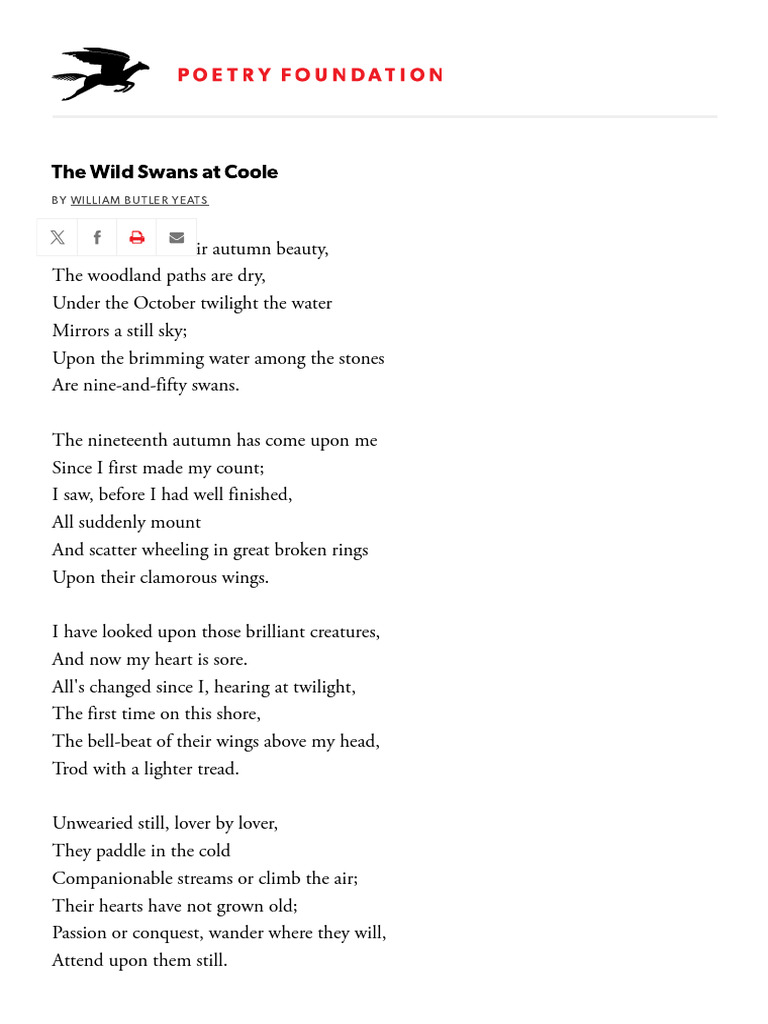 The Wild Swans at Coole - The Poetry Foundation | PDF