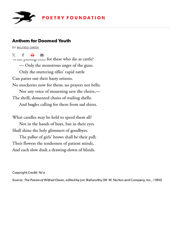 Anthem For Doomed Youth - The Poetry Foundation | PDF