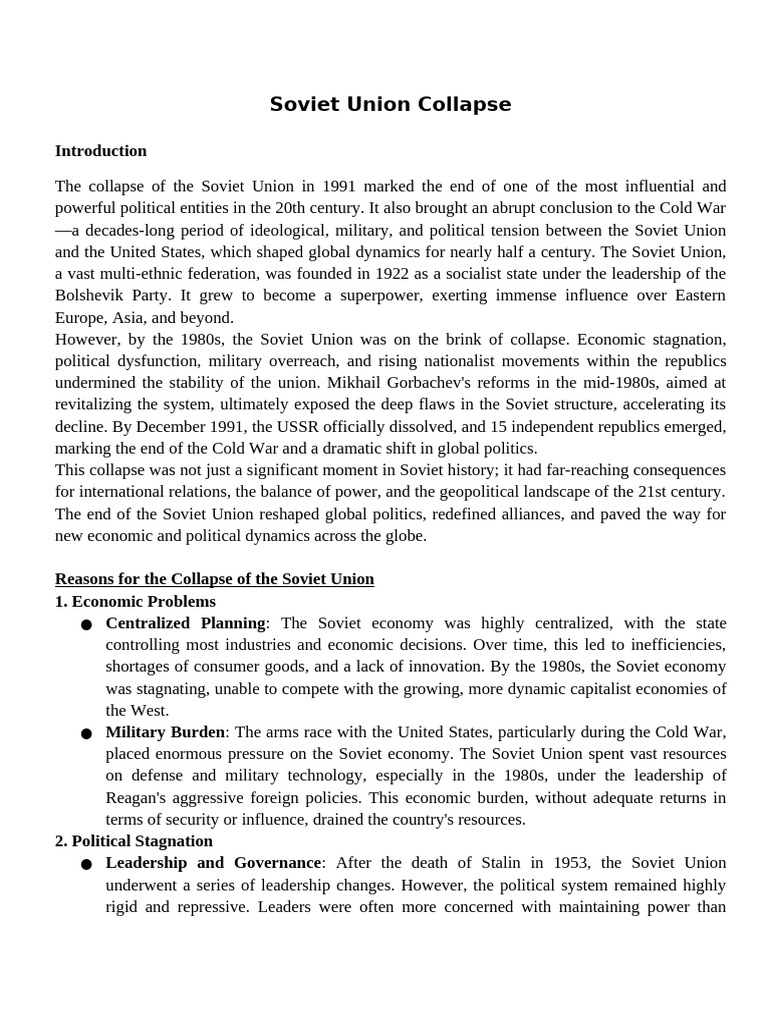 Soviet Union Collapse | PDF | Soviet Union | World Politics