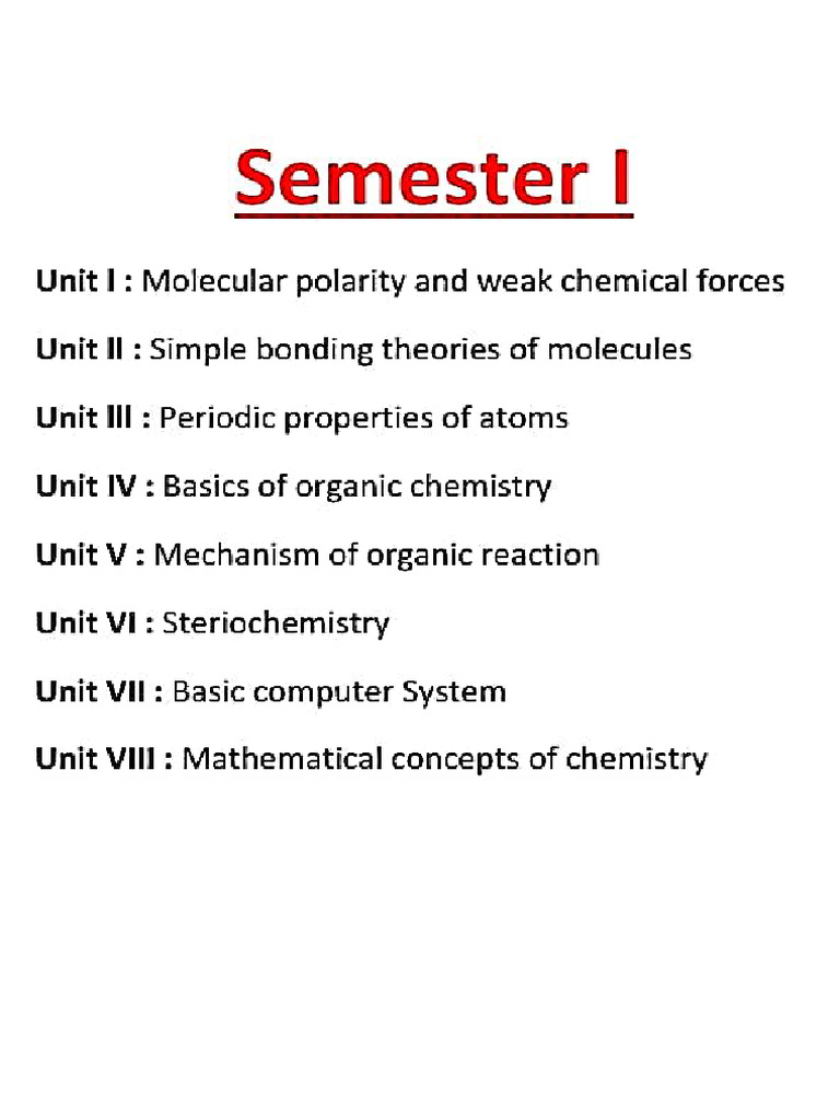 Bsc. 1st Semester Chemistry (1) - 1 | PDF