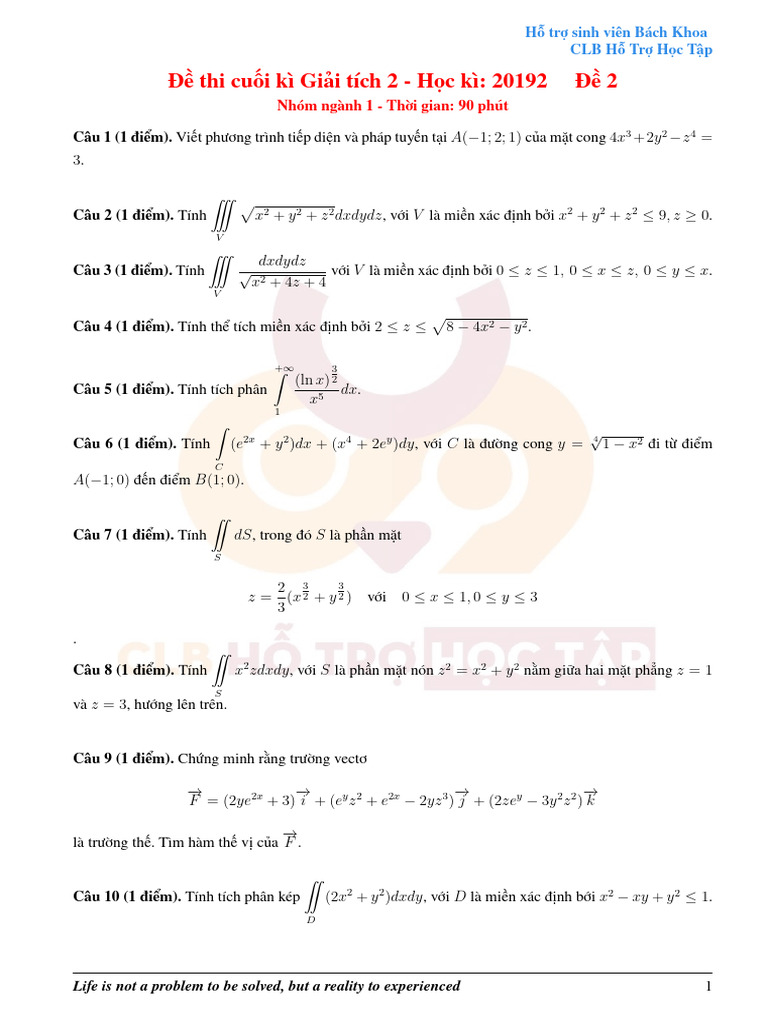 Đề 20192 đề 2 | PDF