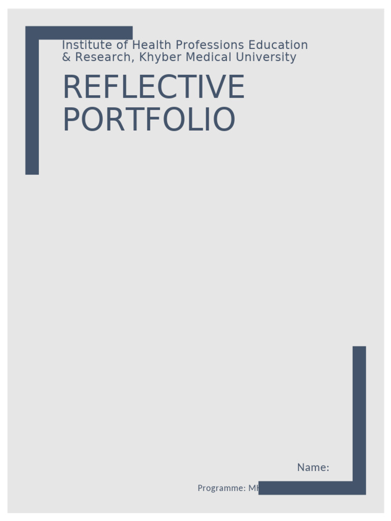 Reflective Portfolio on Health Professions Education | PDF | Curriculum ...