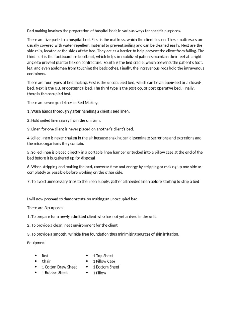 Bed Making Pdf
