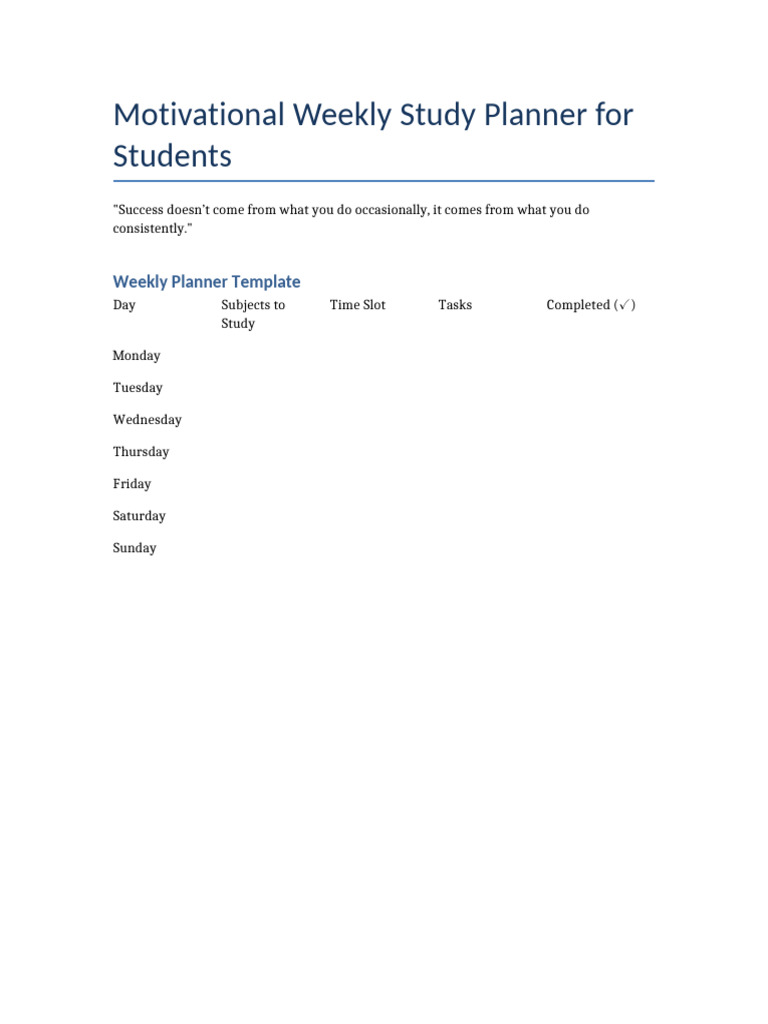 Motivational Study Planner | PDF