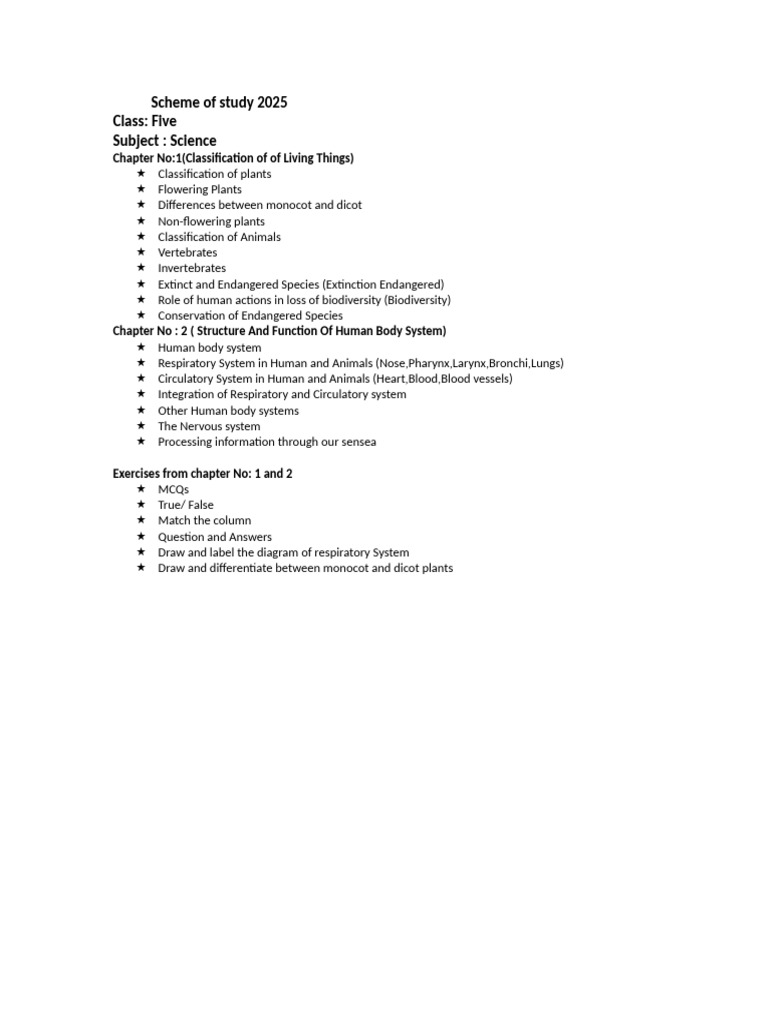 Science Study Guide for Class Five | PDF