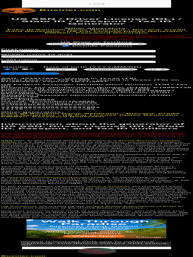 ID and SSN Generator Overview | PDF | Social Security Number | Privacy