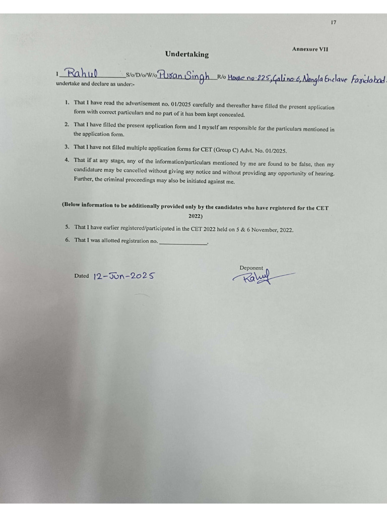 Undertaking CET | PDF