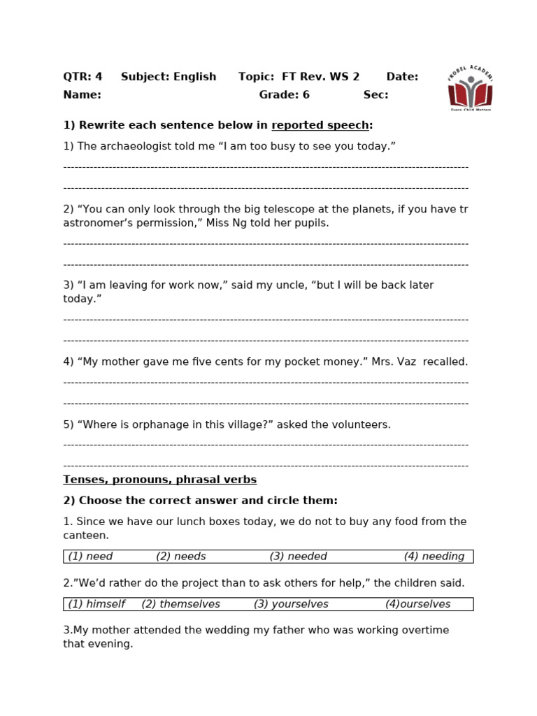 50 G6 FT Rev. WS 2 Grammar | PDF | Language Families | Linguistics