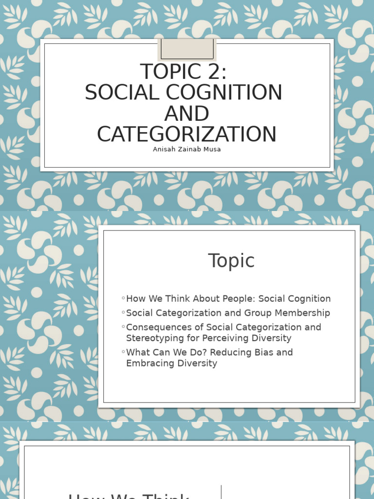 Topic 2 - Social Cognition and Categorization | PDF | Stereotypes ...