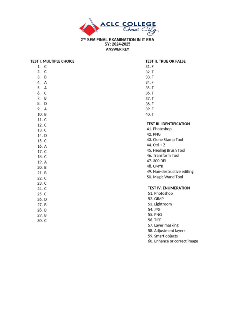 IT Era 2nd Sem Exam Answer Key 2024-25 | PDF