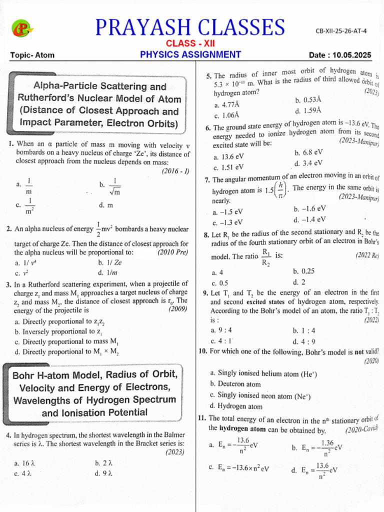 4-Atom Neet Pyq | PDF
