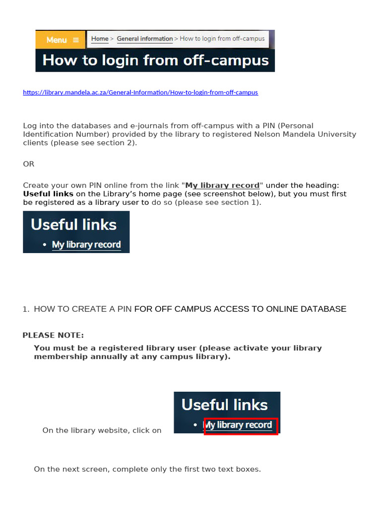 How To Login From Off Campus | PDF