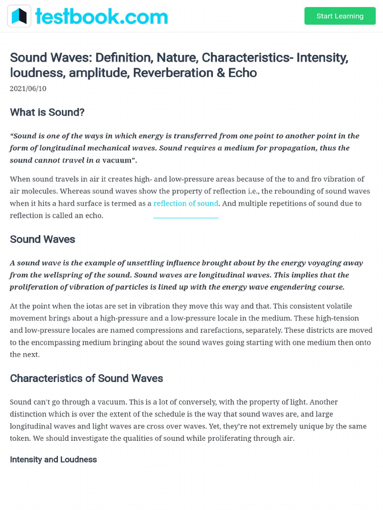 Physics Sound Waves | PDF