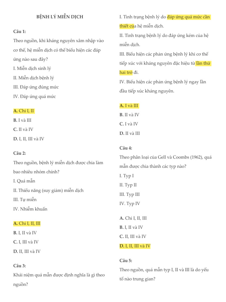 Bệnh Lý Miễn Dịch | PDF