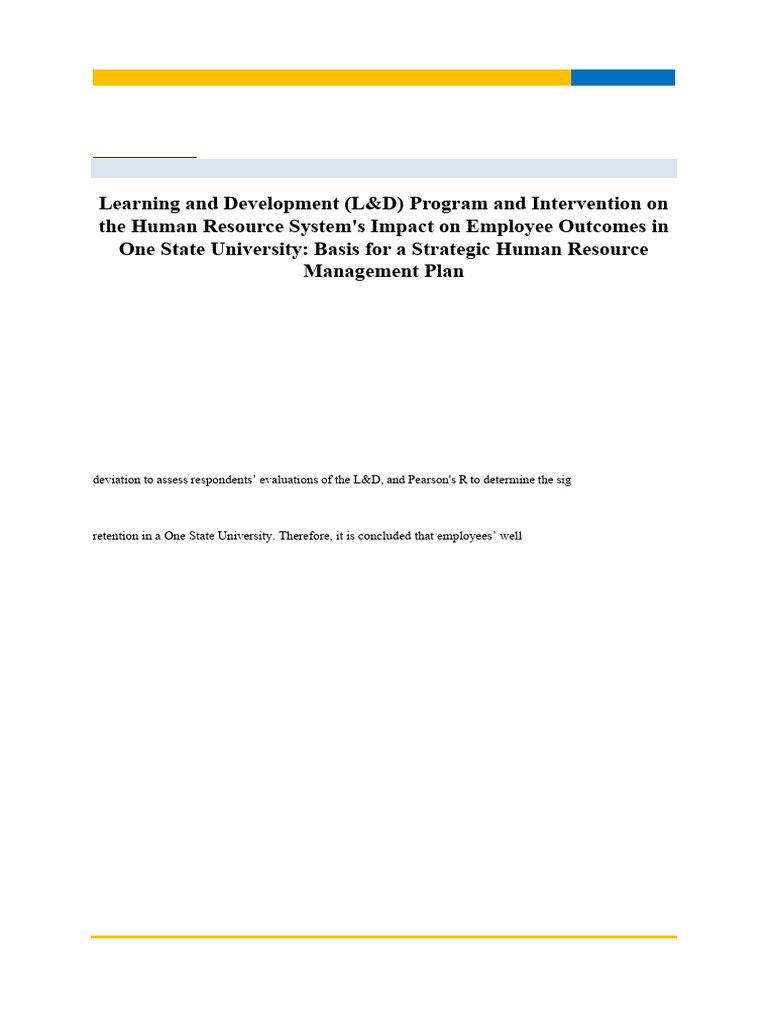 Learning and Development (L&D) Program and Intervention On The Human ...