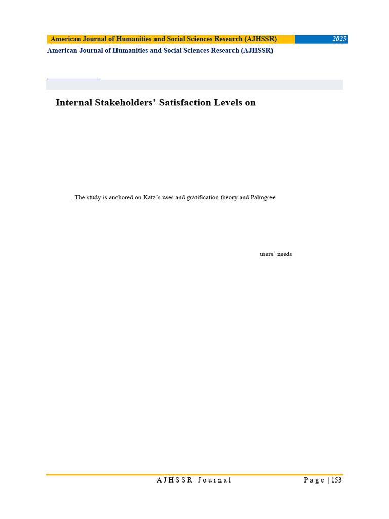 Internal Stakeholders' Satisfaction Levels On WhatsApp Usage For ...
