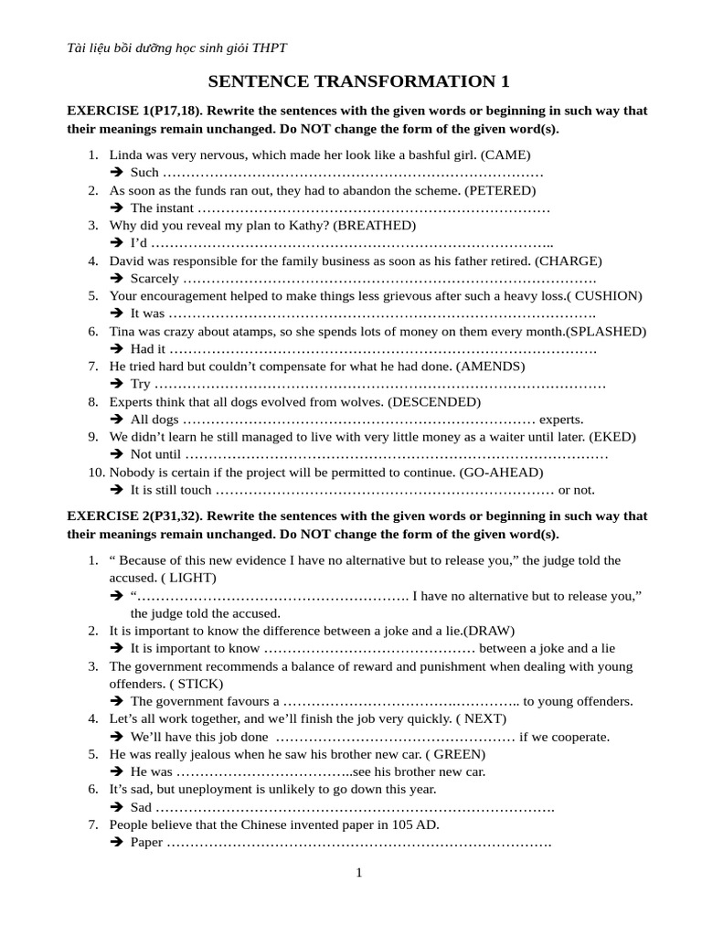 Sentence Transformation | PDF