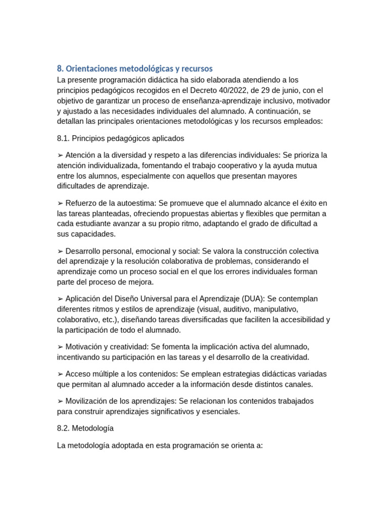 Orientaciones Metodologicas y Recursos | PDF | Aprendizaje | Maestros