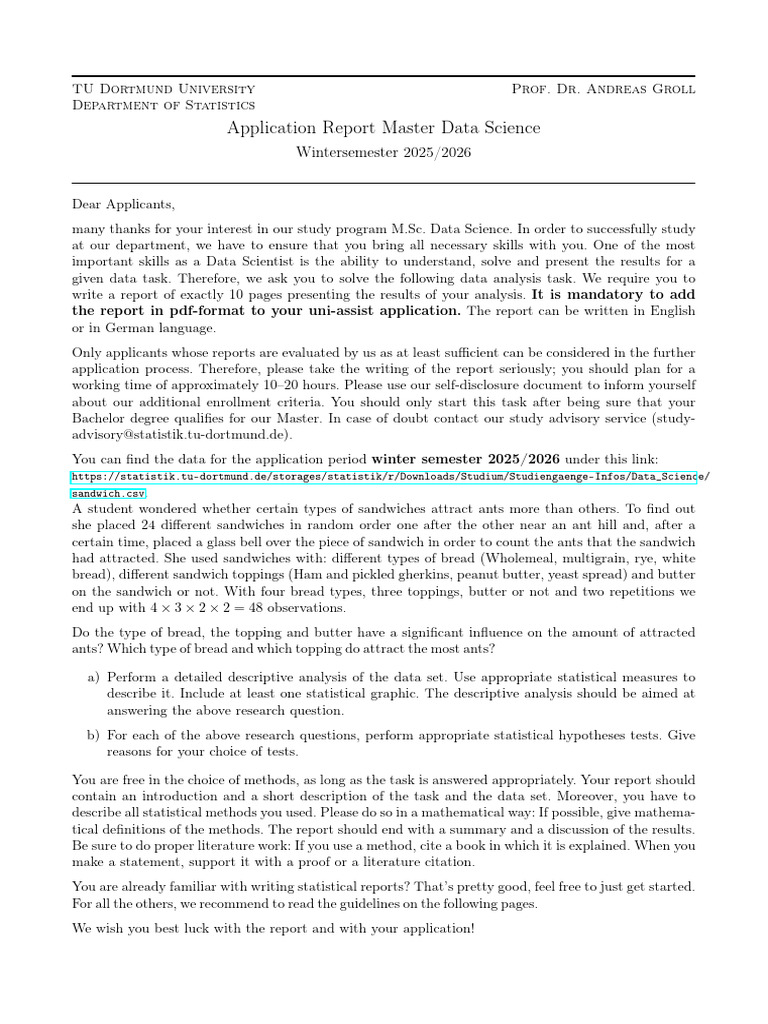 Master Data Science Application Report Guide | PDF | Mean