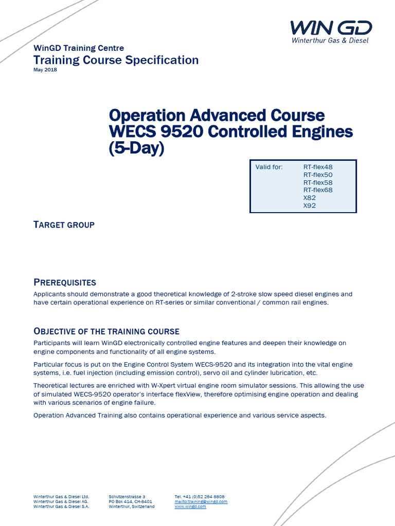 Operation Advanced Course WECS 9520 Controlled Engines (5-Day) | PDF | Engines | Diesel Engine