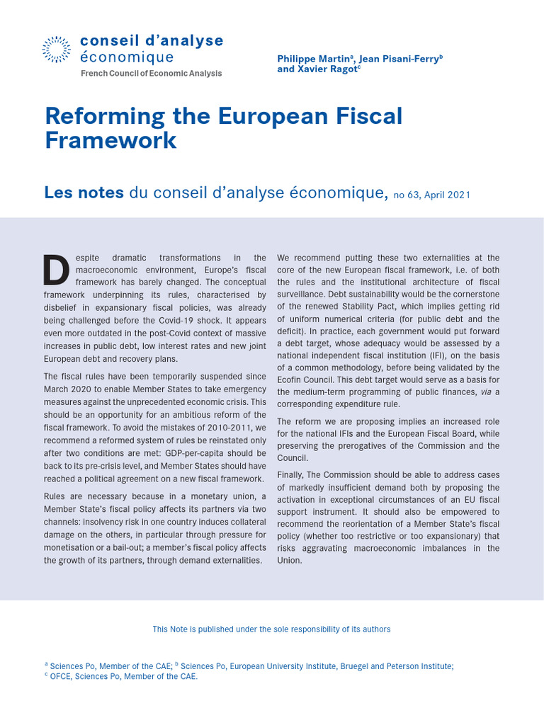 Reforming the European Fiscal Framework | PDF | European Central Bank ...