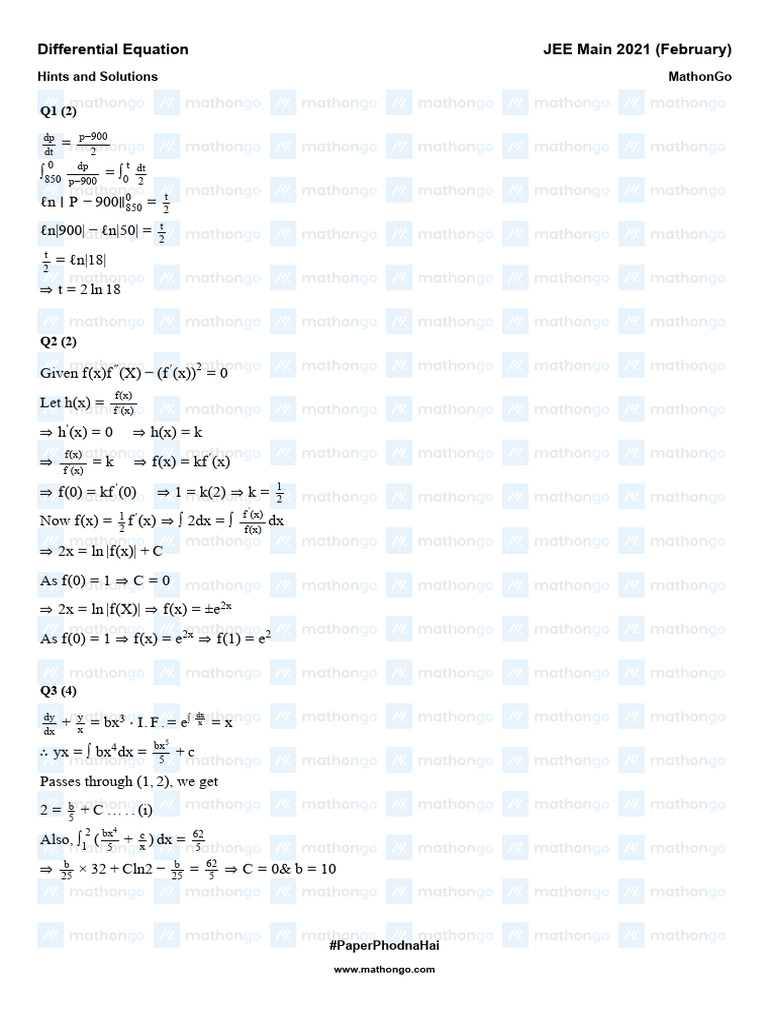 Mathongo Solution Differential Equation Jee Main 2021 February Chapterwise YZZMvKqk513Trrb8m92P ...