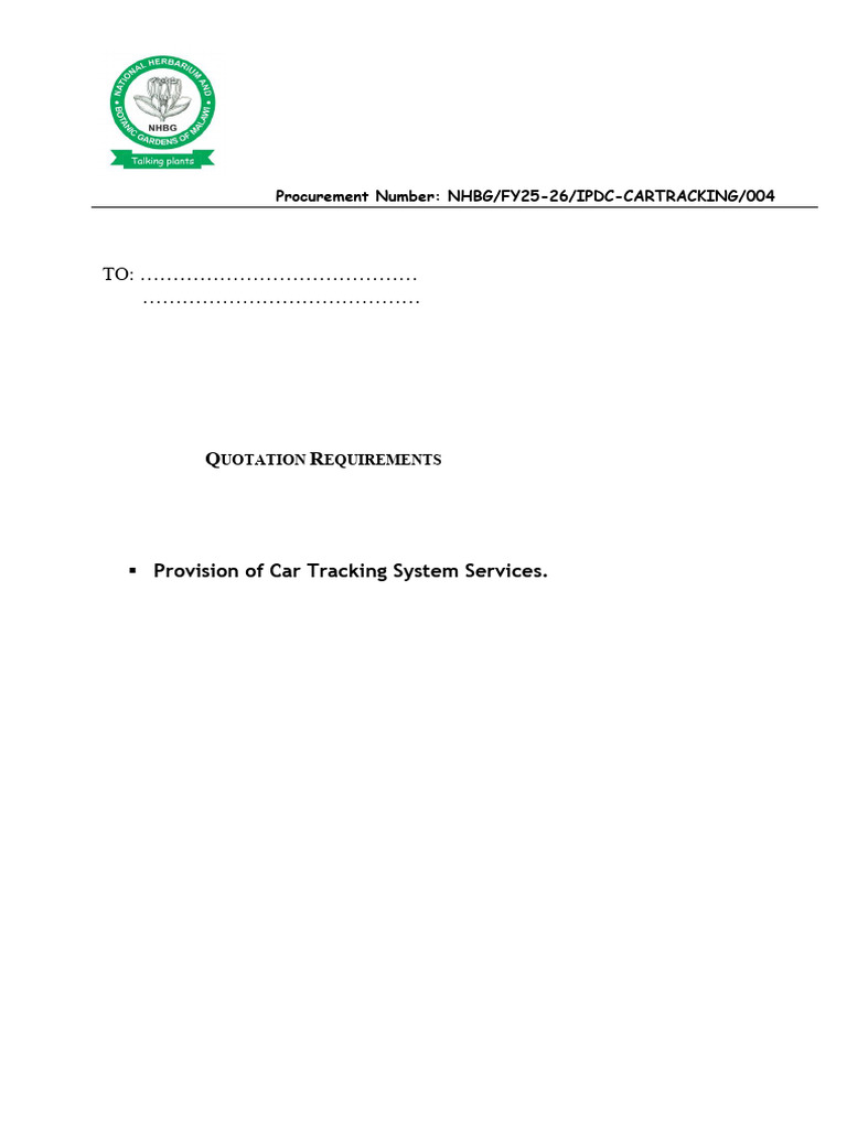 RFQ for Car Tracking Services 2025 | PDF | Specification (Technical ...