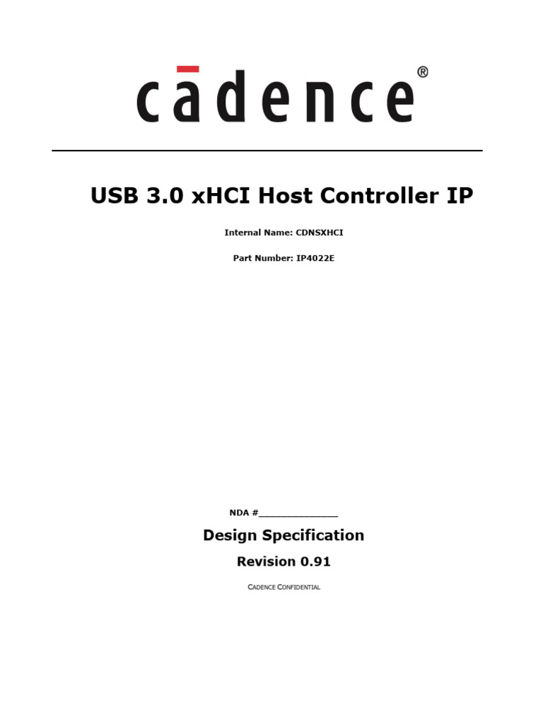 Cadence USB 3 0 XHCI Host Controller - Design Specification | PDF | Usb | Input/Output