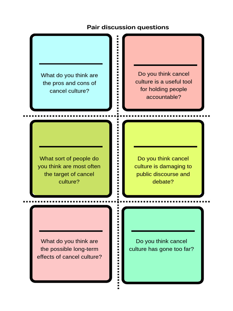 Cancel Culture Speaking Cards | PDF