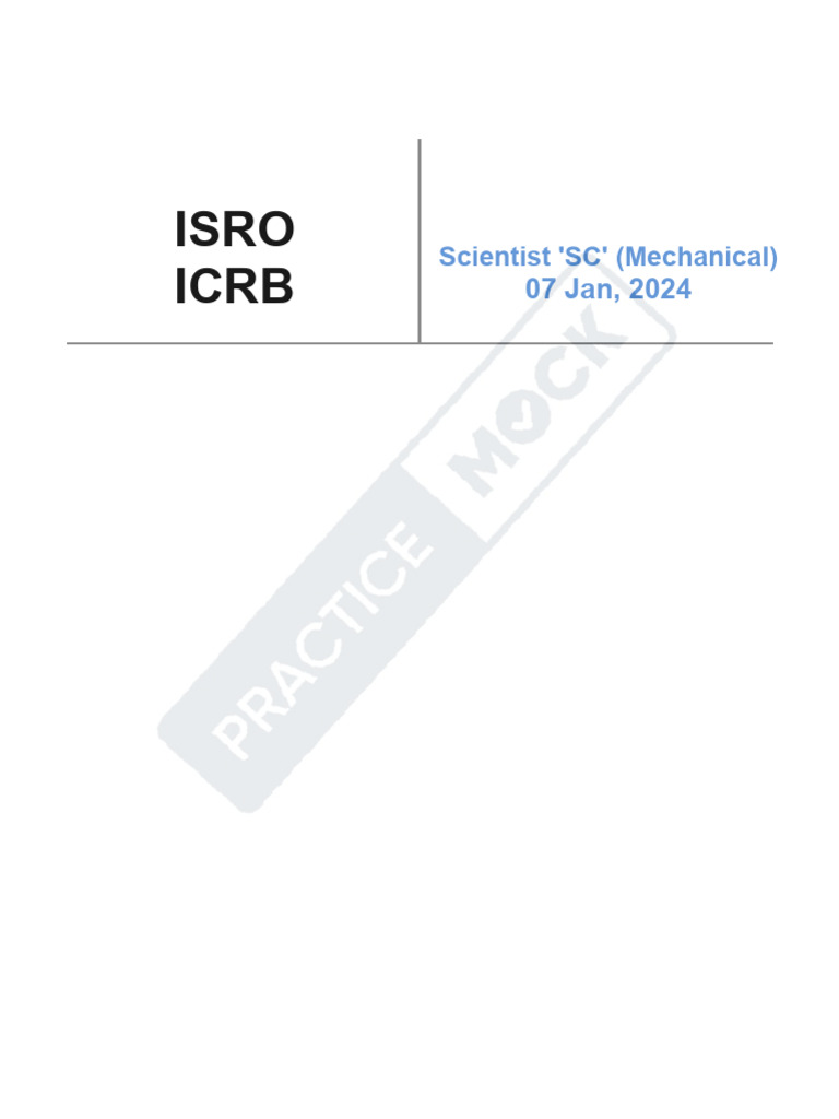 ISRO 2024 Mechanical Scientist Paper | PDF